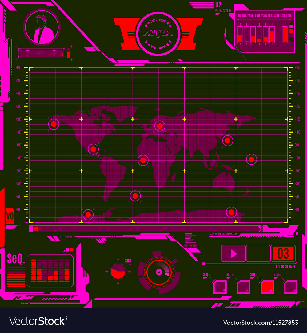Hud navigation map screen elements Royalty Free Vector Image