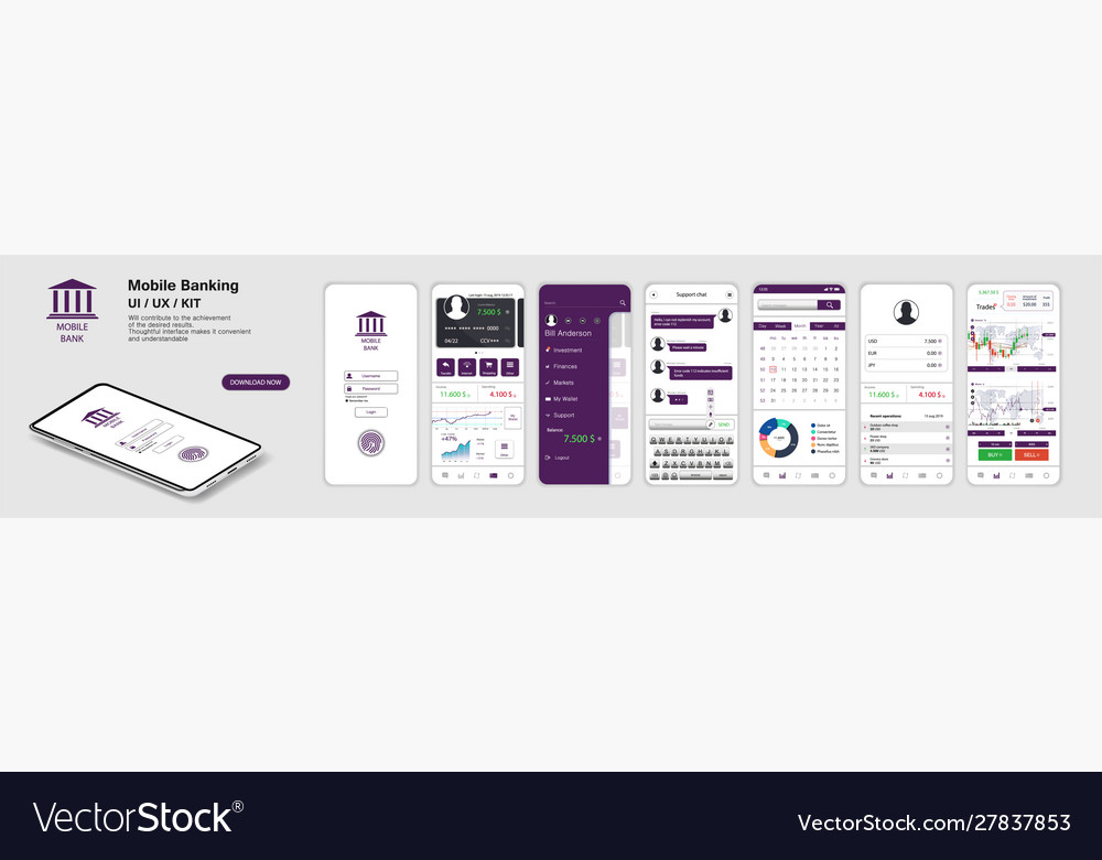Mobile banking app ui ux kit Royalty Free Vector Image Mobile banking app ui ux kit Royalty Free Vector Image