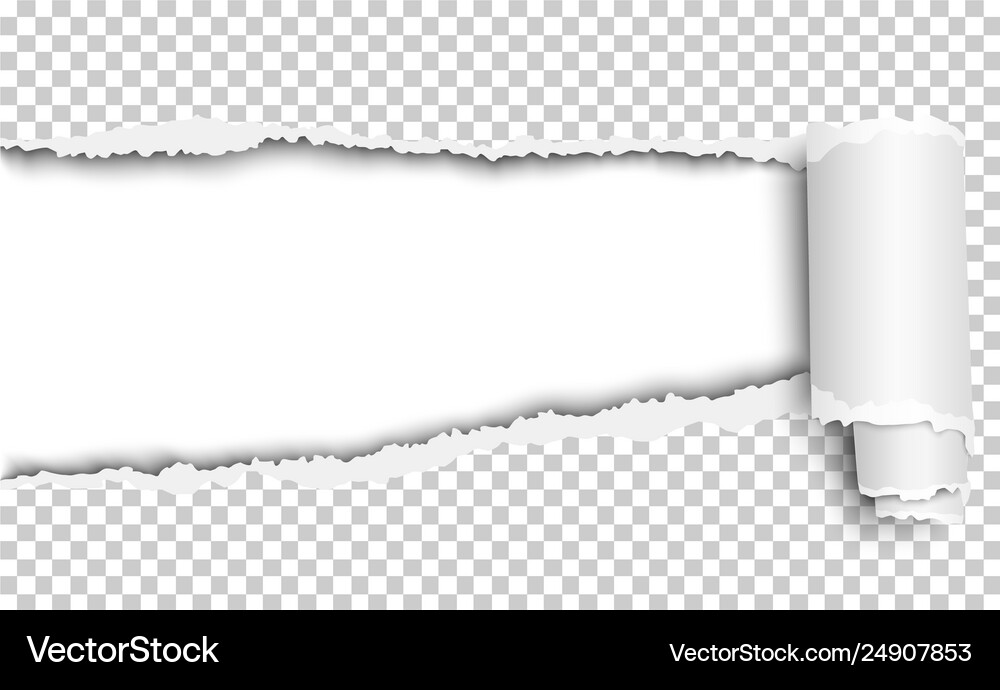 Oblong torn hole in transparent sheet paper Vector Image