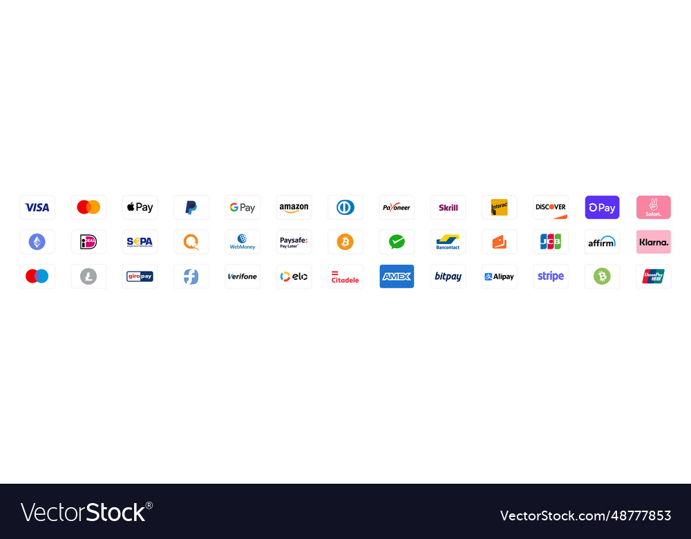 Online payment methods systems icons set Vector Image