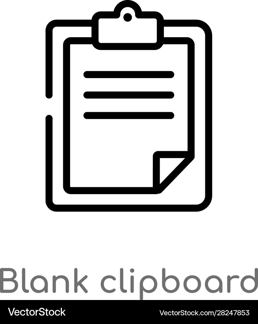 Outline blank clipboard icon isolated black Vector Image