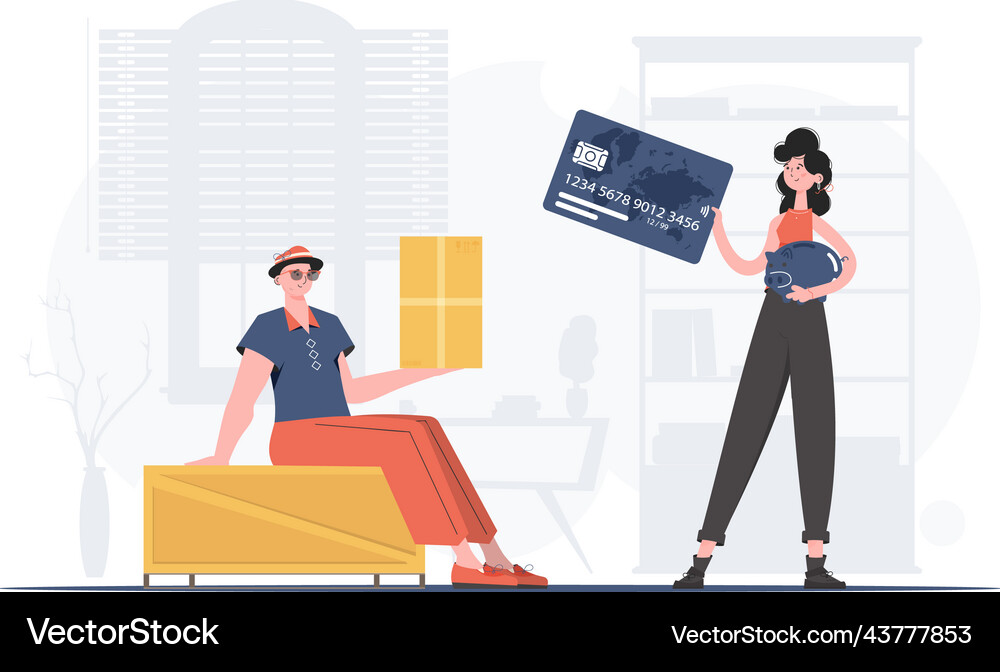 Parcel delivery trendy style Royalty Free Vector Image