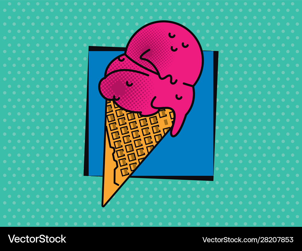 Poster pop art style with ice cream Royalty Free Vector
