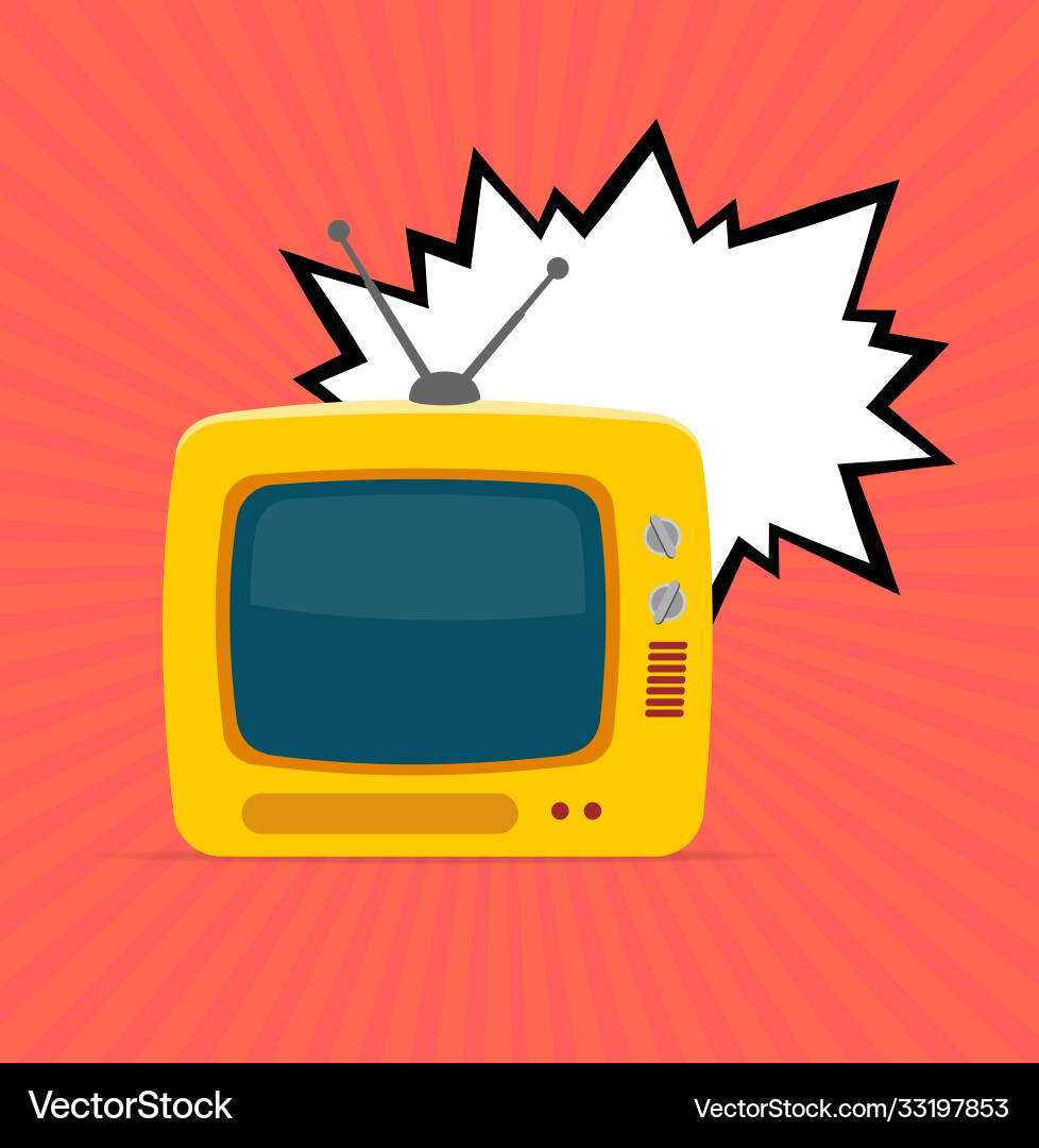 Retro tv concept banner flat design style Vector Image