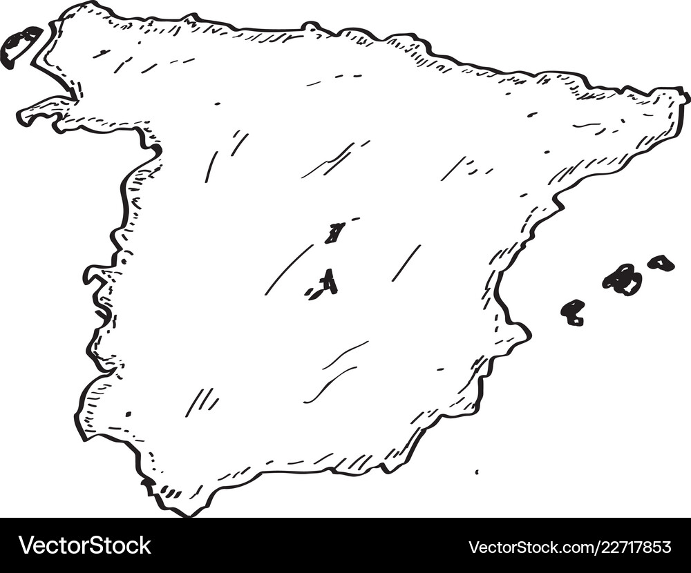 Sketch of a map spain Royalty Free Vector Image