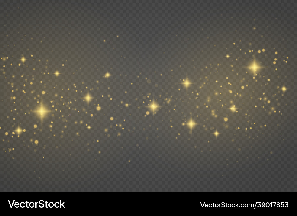 Sparkling golden magic yellow dust particles light
