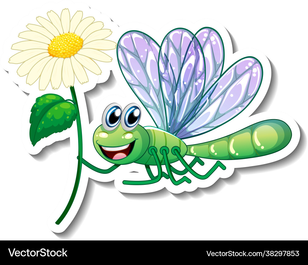 Sticker template with cartoon character Royalty Free Vector