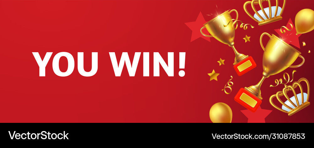 Win flyer template realistic golden champion cup Vector Image