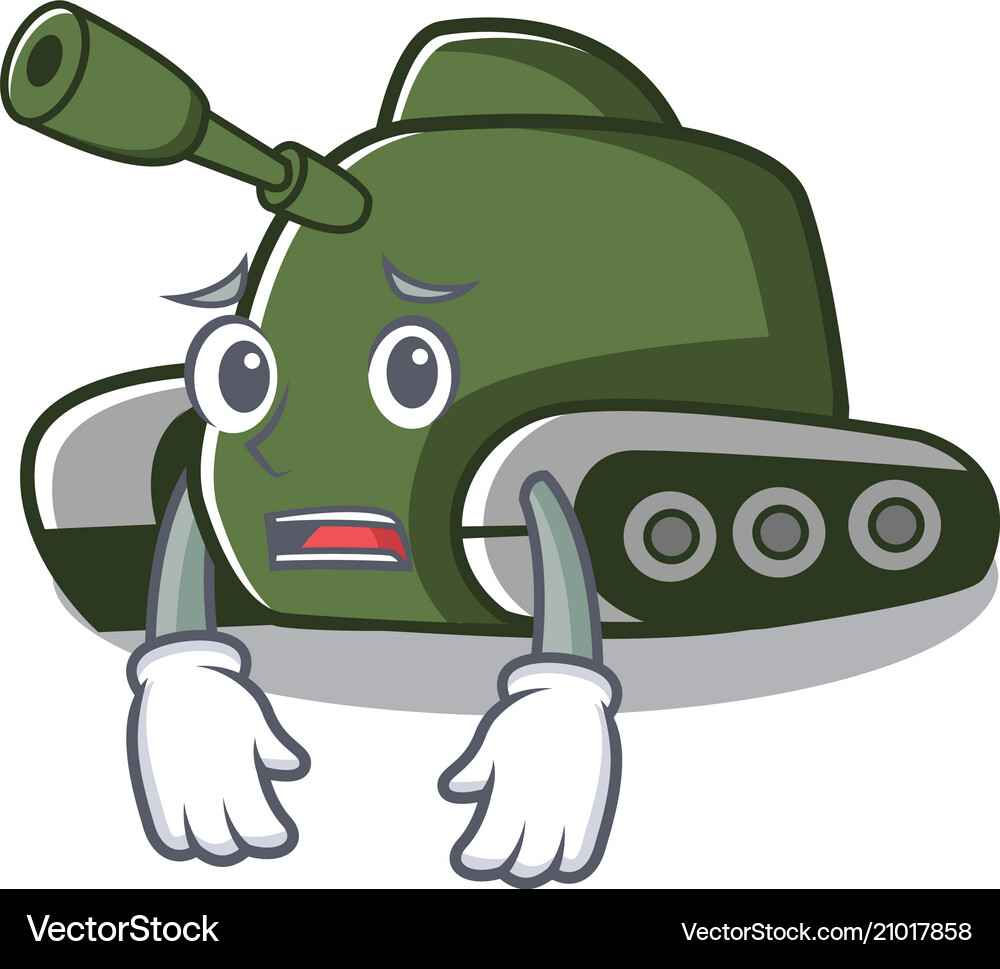 Afraid tank mascot cartoon style Royalty Free Vector Image