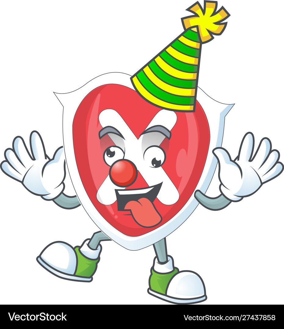 Clown cross shield character on white background Vector Image