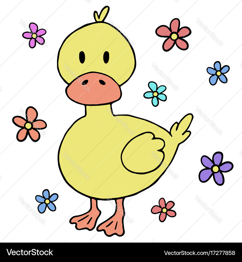 Cute baby duck cartoon design element Royalty Free Vector