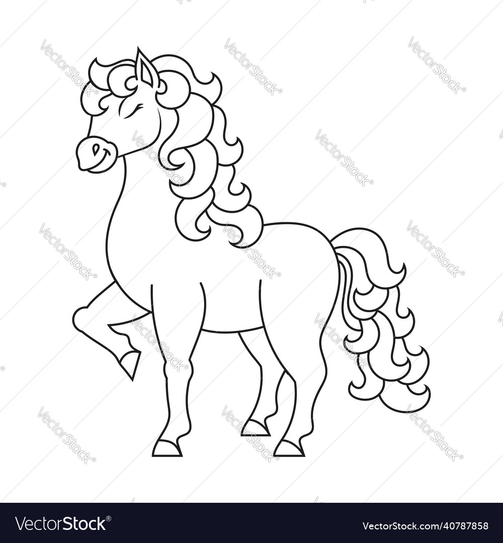 Cute horse farm animal coloring book page Vector Image