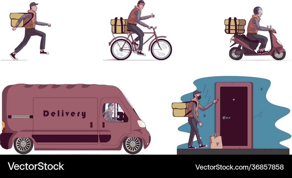 Delivery service set home and office Royalty Free Vector