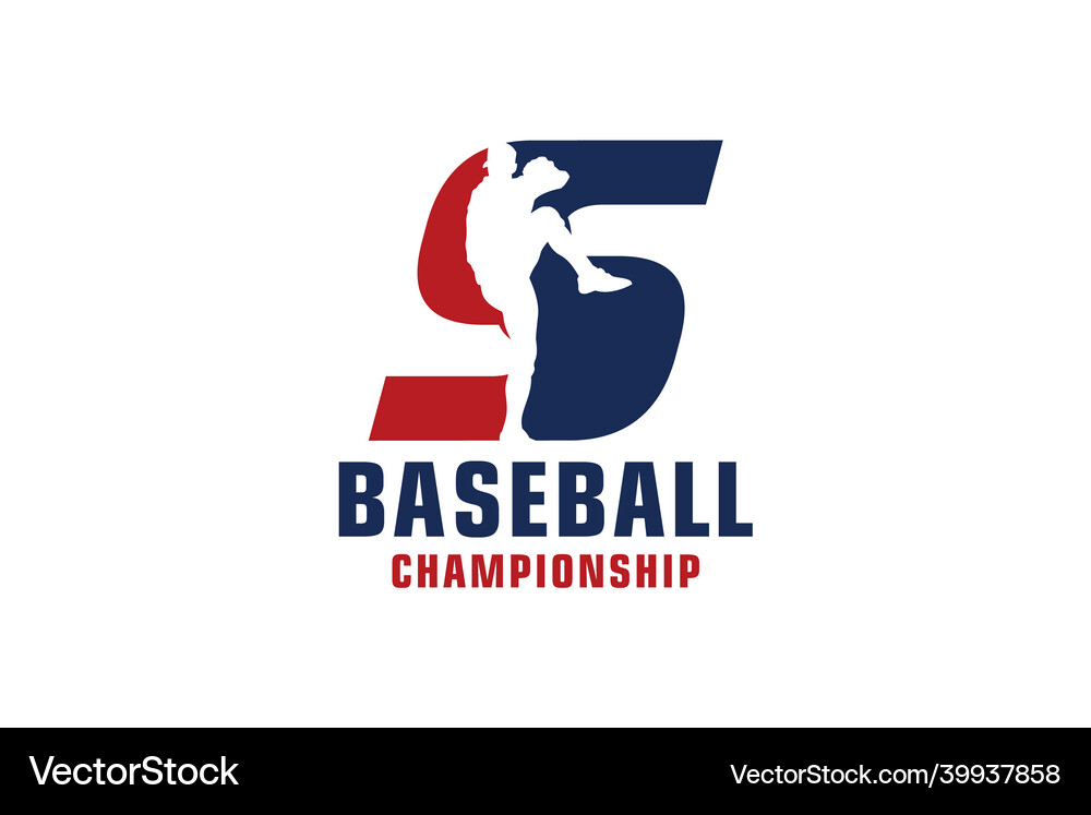 Letter s with baseball logo design design Vector Image