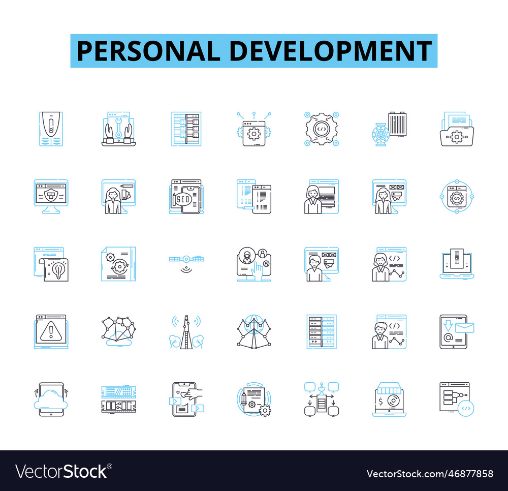 Personal development linear icons set growth Vector Image Personal development linear icons set growth Vector Image