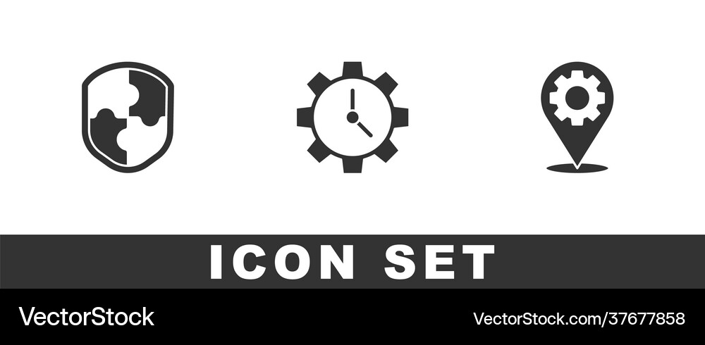 Set shield time management and location with gear Vector Image