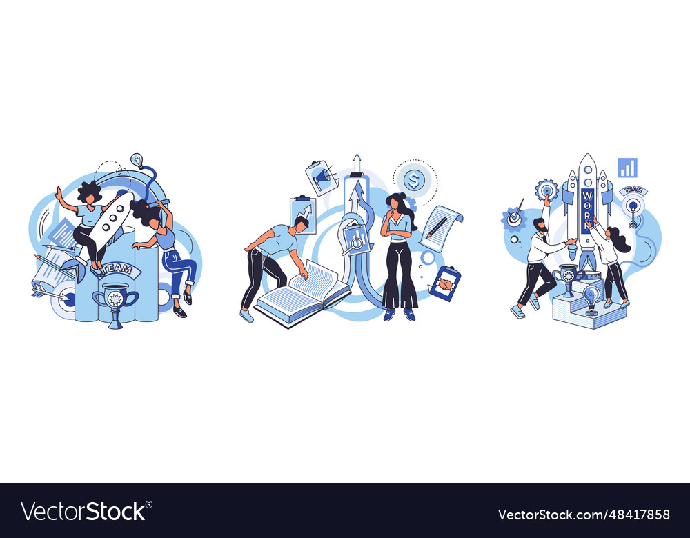 Team solving complex problems teamwork Royalty Free Vector