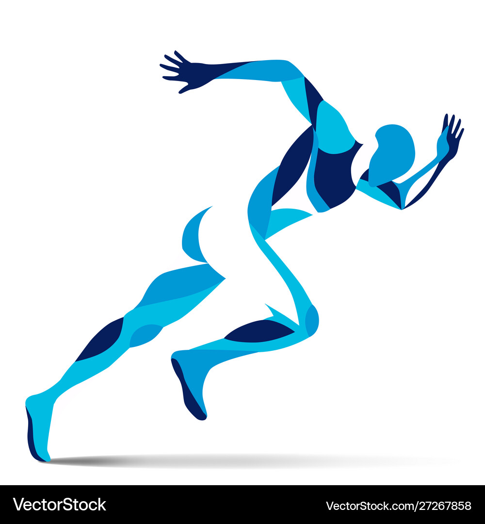 Trendy stylized movement running man line Vector Image