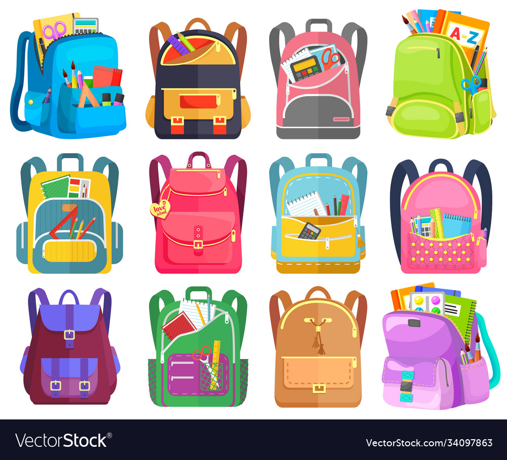 Colored school backpack back Royalty Free Vector Image