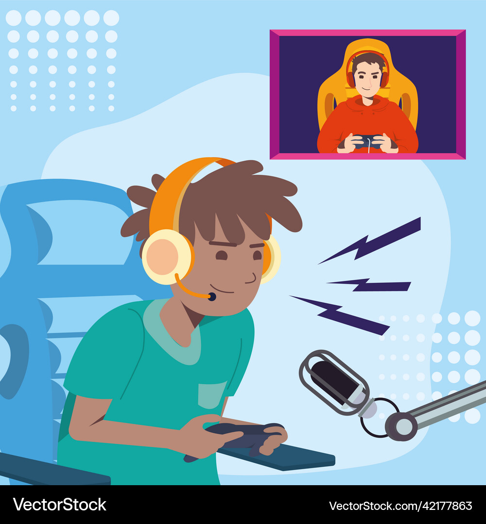 Happy gamers friends Royalty Free Vector Image