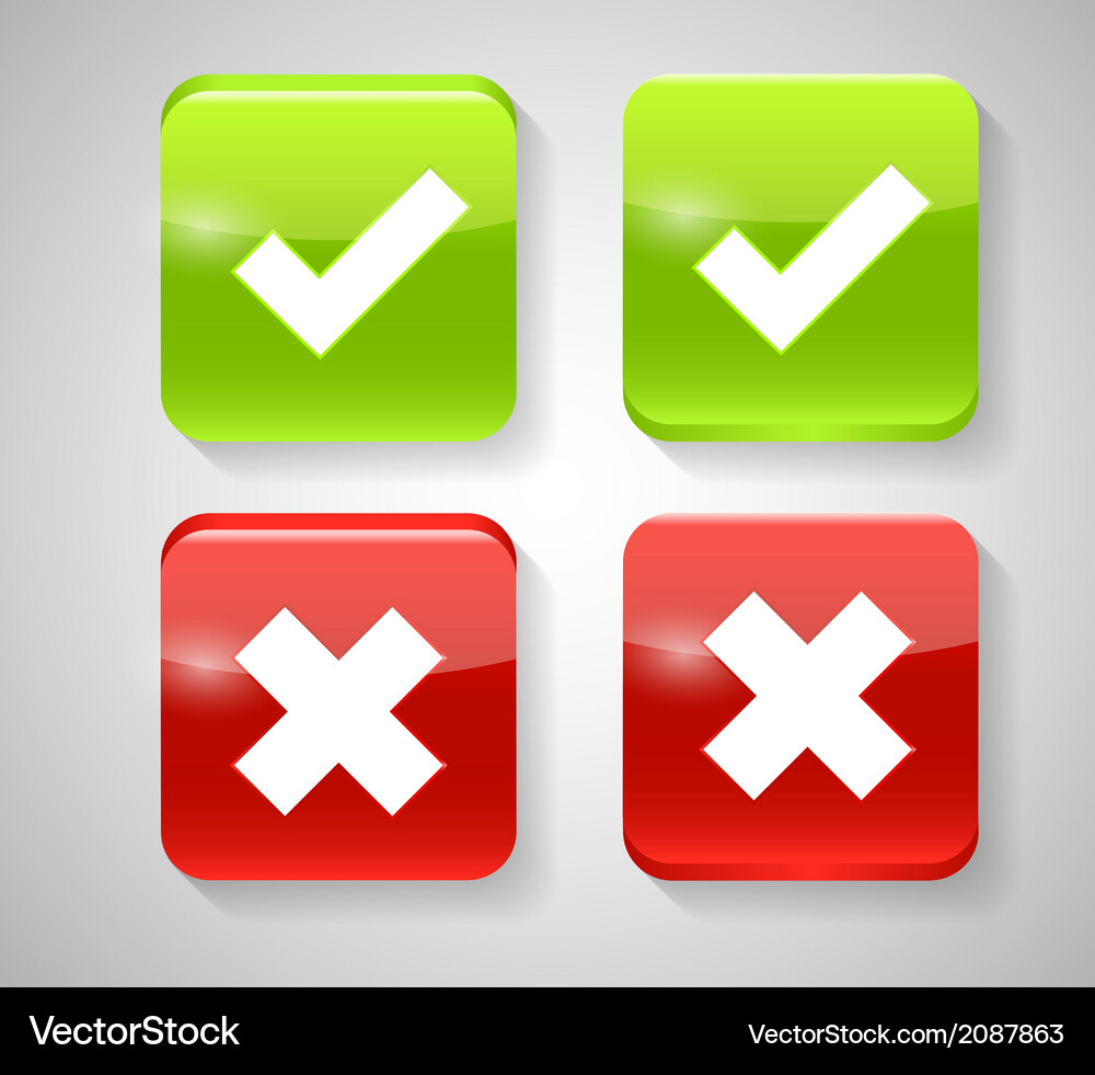 Red and green check mark icons Royalty Free Vector Image