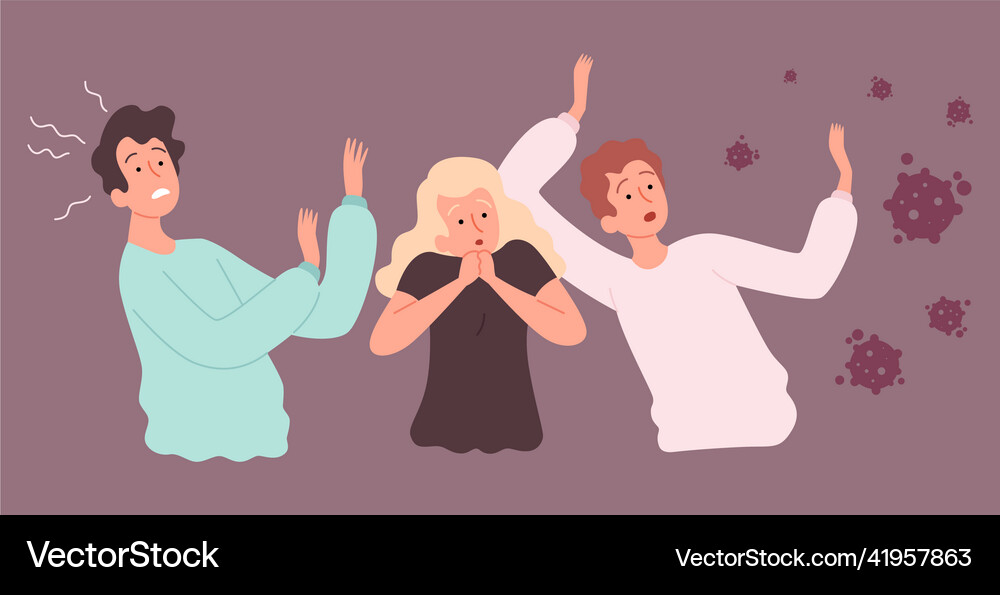 Virus attacks people girl guys afraid get sick Vector Image