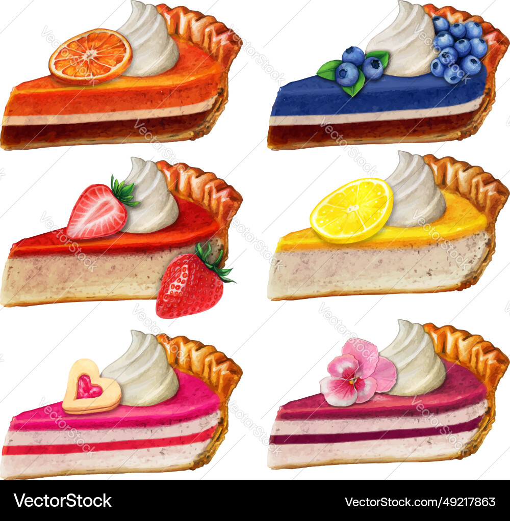 Watercolor hand drawn colorful pie Royalty Free Vector Image