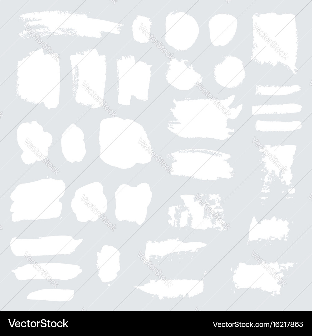 White grunge watercolor ink texture set Royalty Free Vector