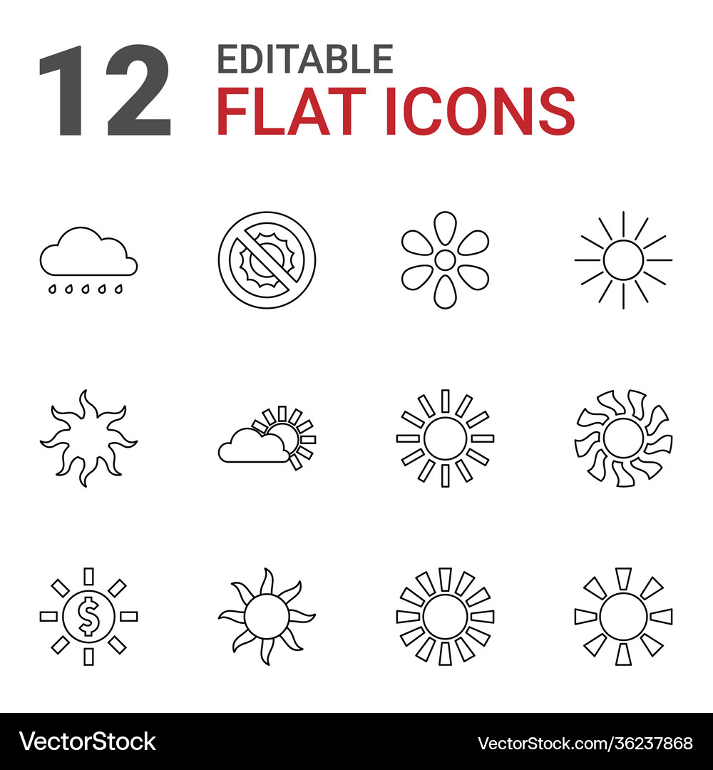 12 sunlight icons Royalty Free Vector Image - VectorStock