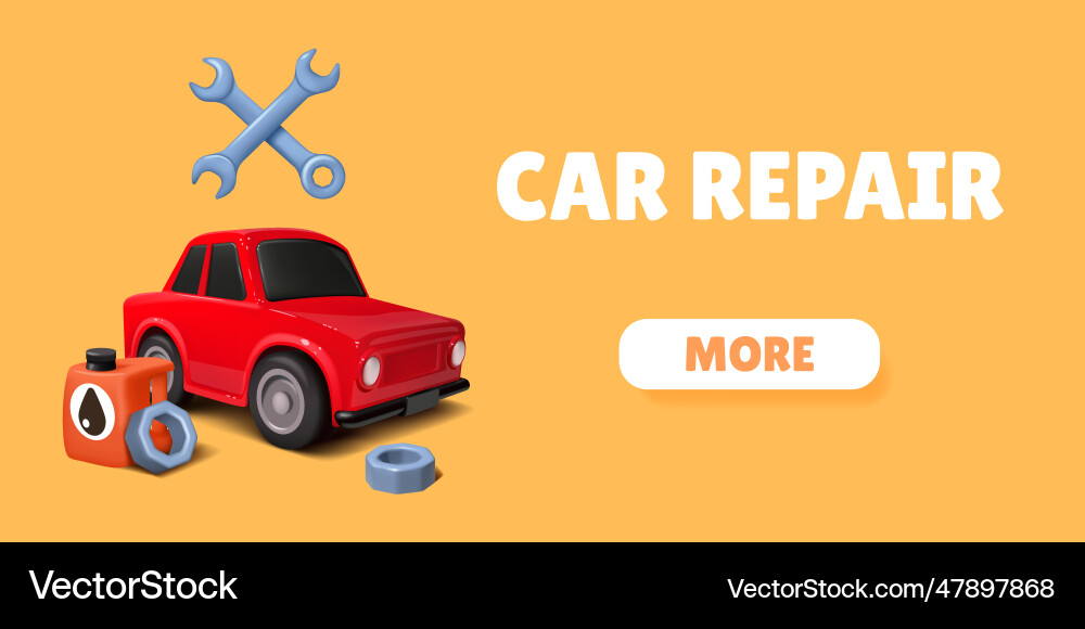 Car repair 3d mechanic fix tools automobile Vector Image