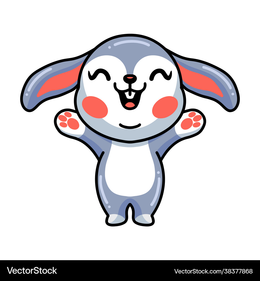 Cute happy little rabbit cartoon Royalty Free Vector Image