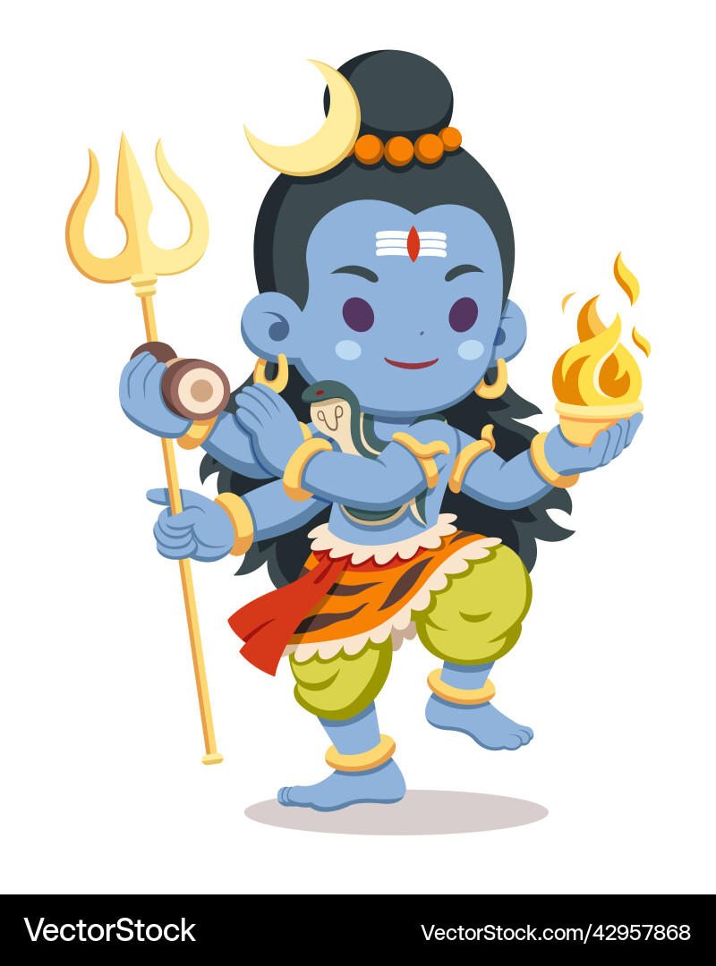 Cute style shiva cartoon Royalty Free Vector Image