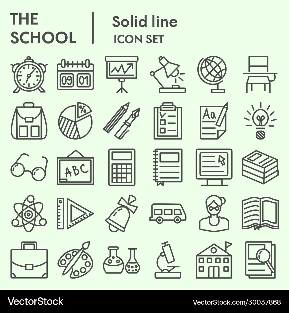 Education and school line icon set study symbols Vector Image