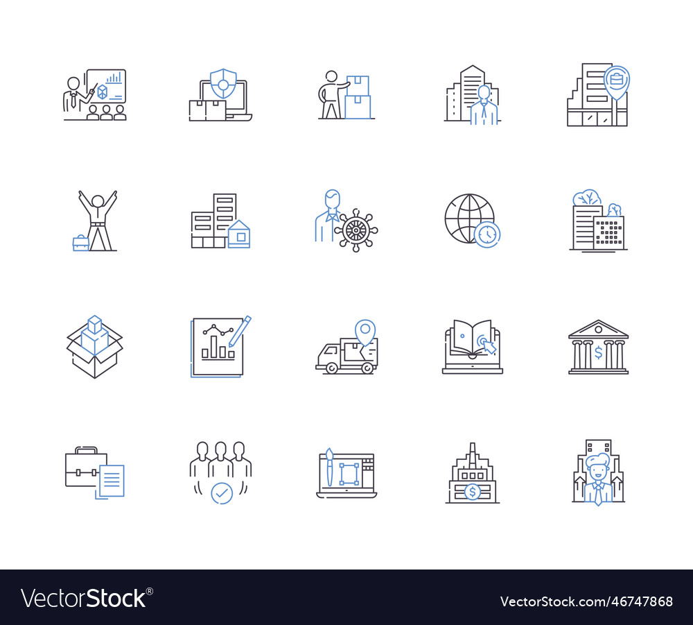 Enterprise architecture outline icons collection Vector Image