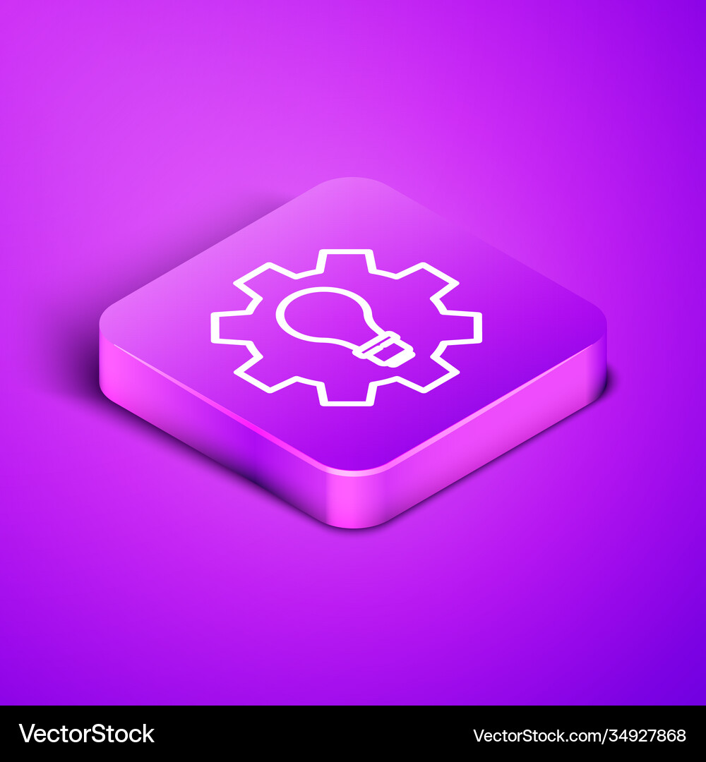 Isometric line light bulb and gear icon isolated Vector Image