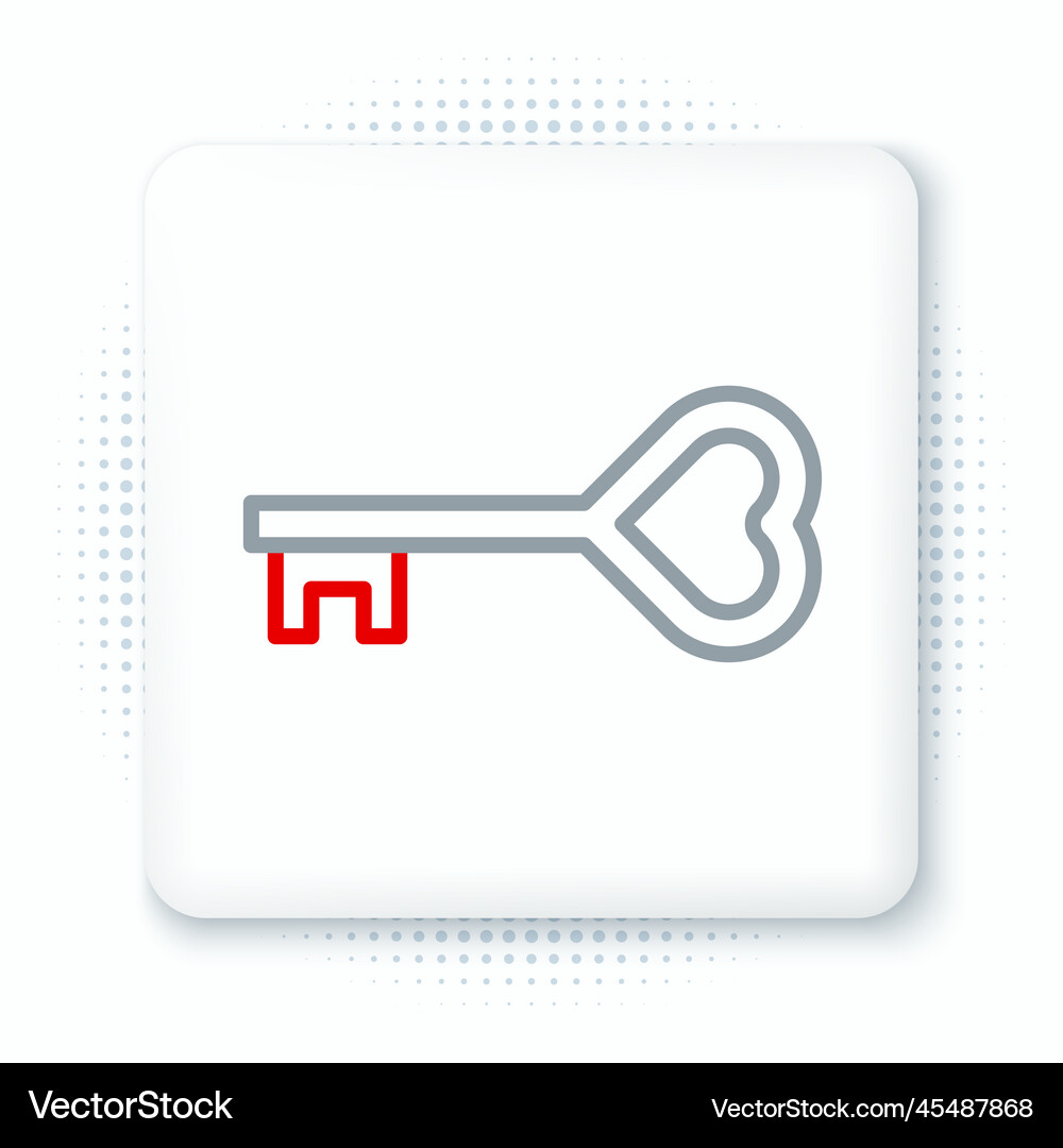 Line key in heart shape icon isolated on white Vector Image