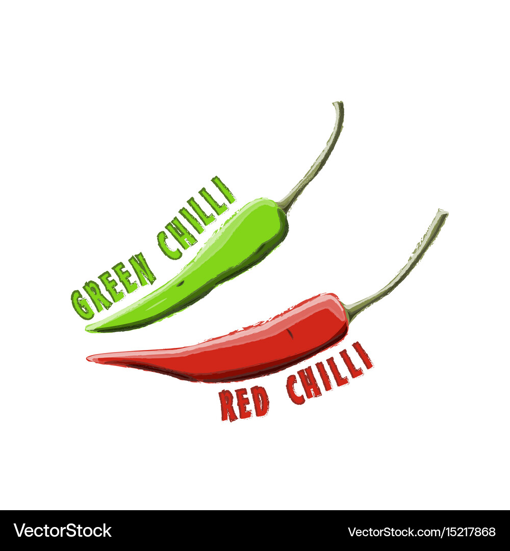 Logo icon design red chilli and green chilli farm Vector Image