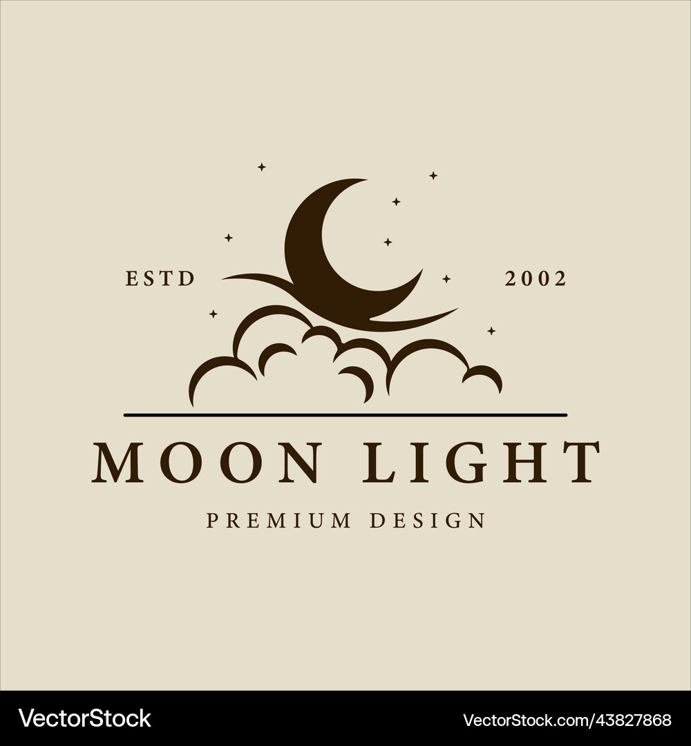 Moon light logo vintage template icon graphic Vector Image