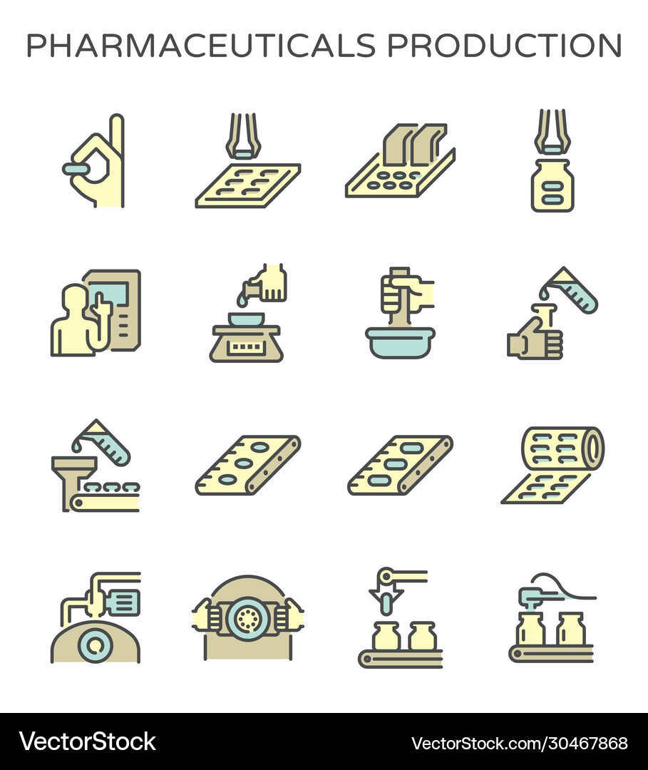 Pharmaceutical production and manufacturing icon Vector Image