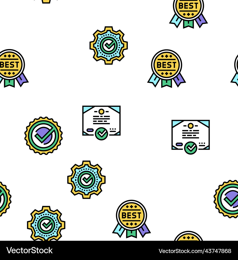 Quality approve mark and medal seamless Royalty Free Vector