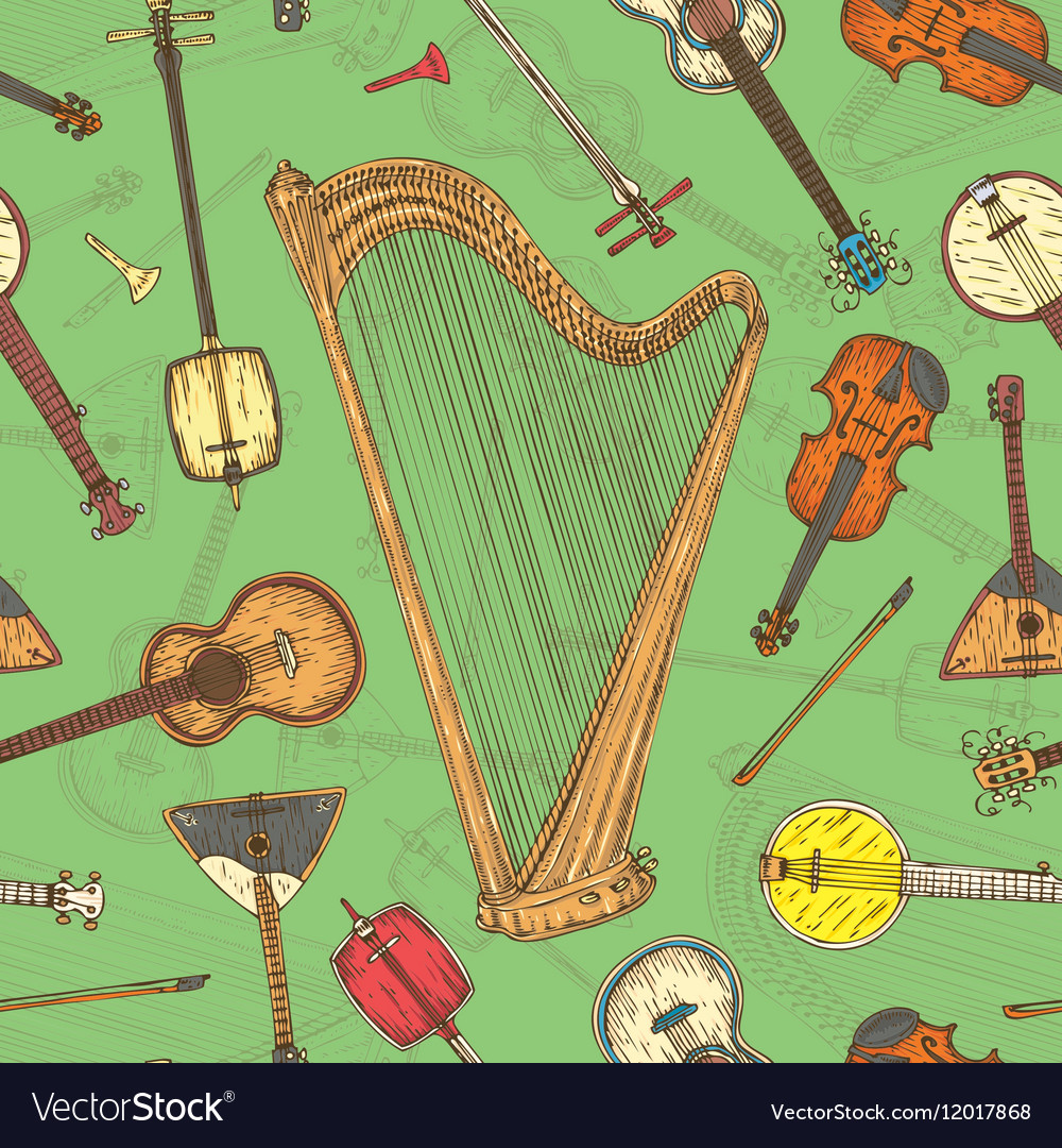 Seamless pattern string musical instruments Vector Image