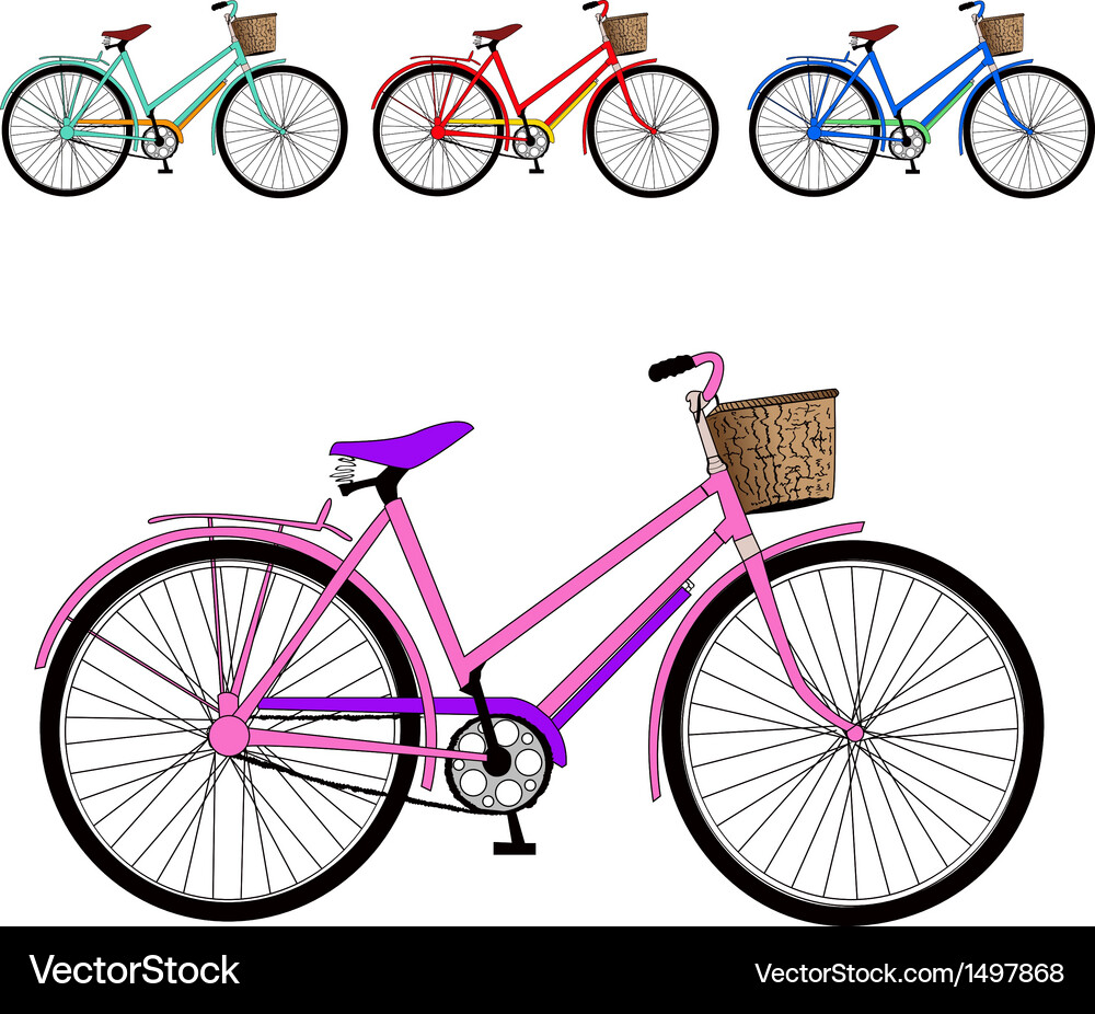 Set of color bicycles Royalty Free Vector Image