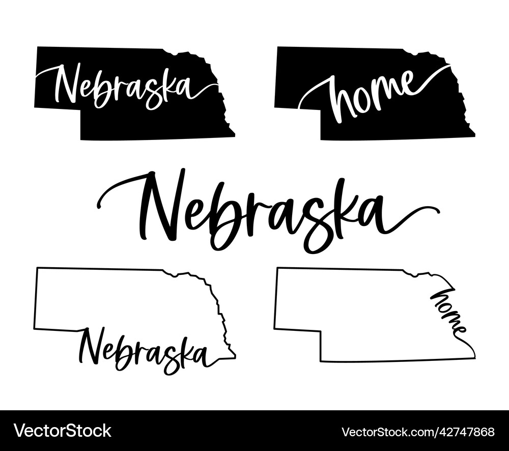Stylized map of the us state nebraska Royalty Free Vector