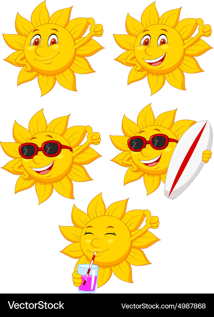 Sun cartoon character Royalty Free Vector Image