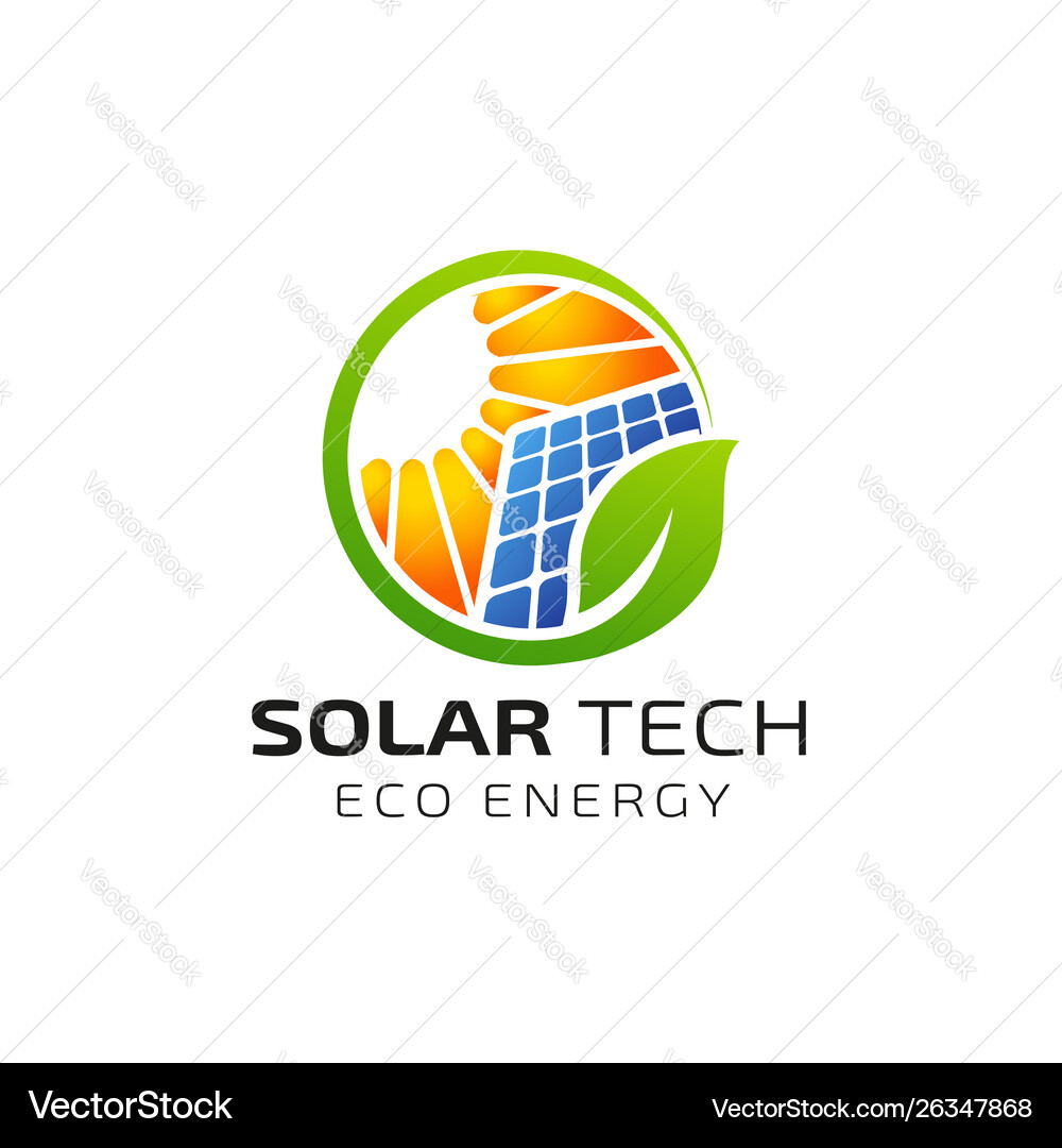 Sun solar energy logo design template eco Vector Image