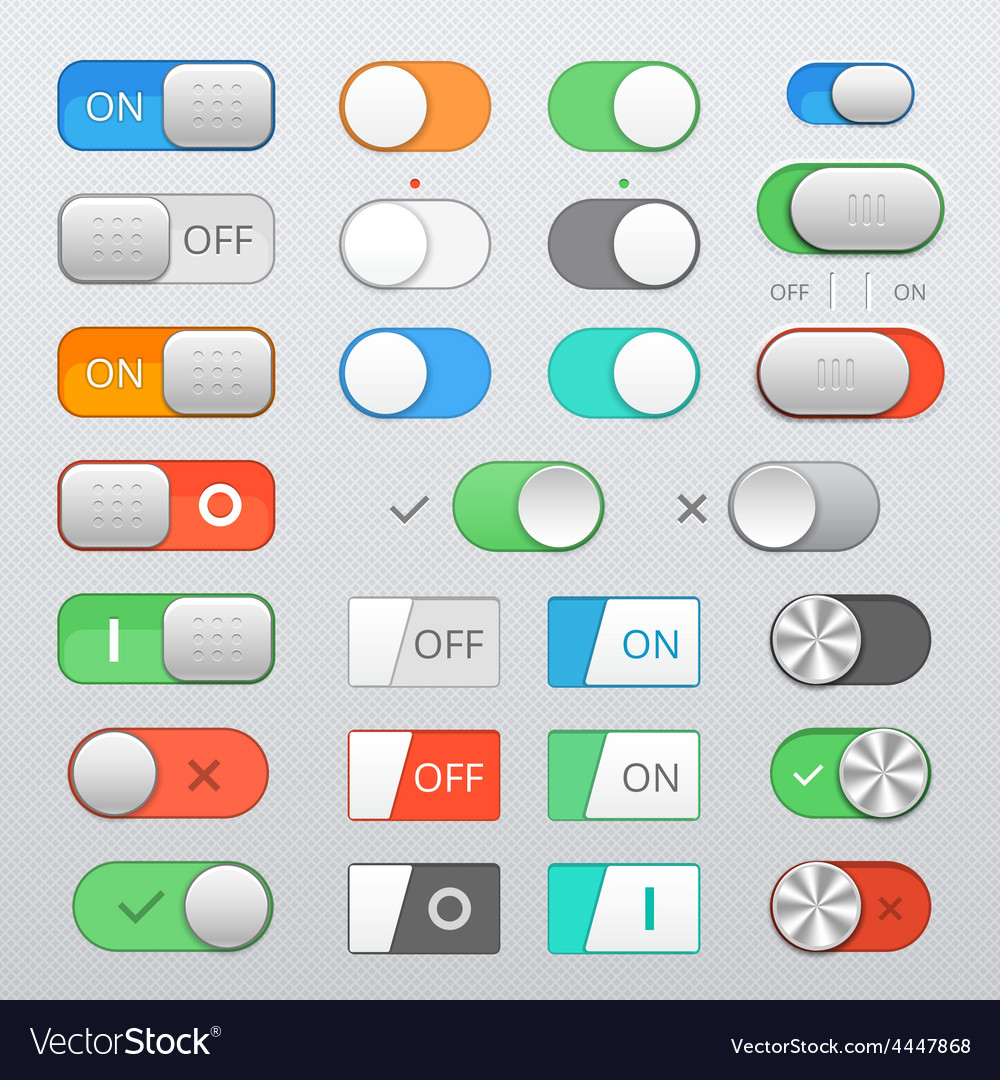 Toggle switch set Royalty Free Vector Image - VectorStock