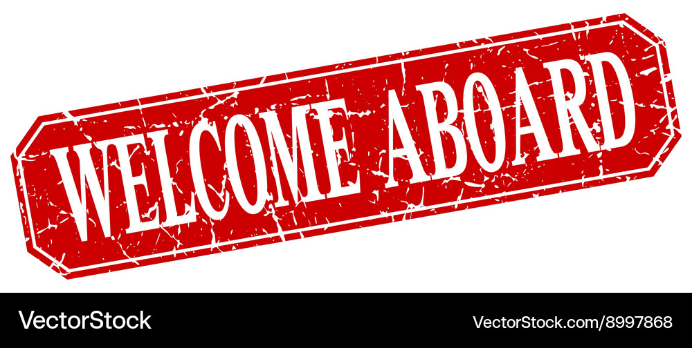 Welcome aboard red square vintage grunge isolated Vector Image