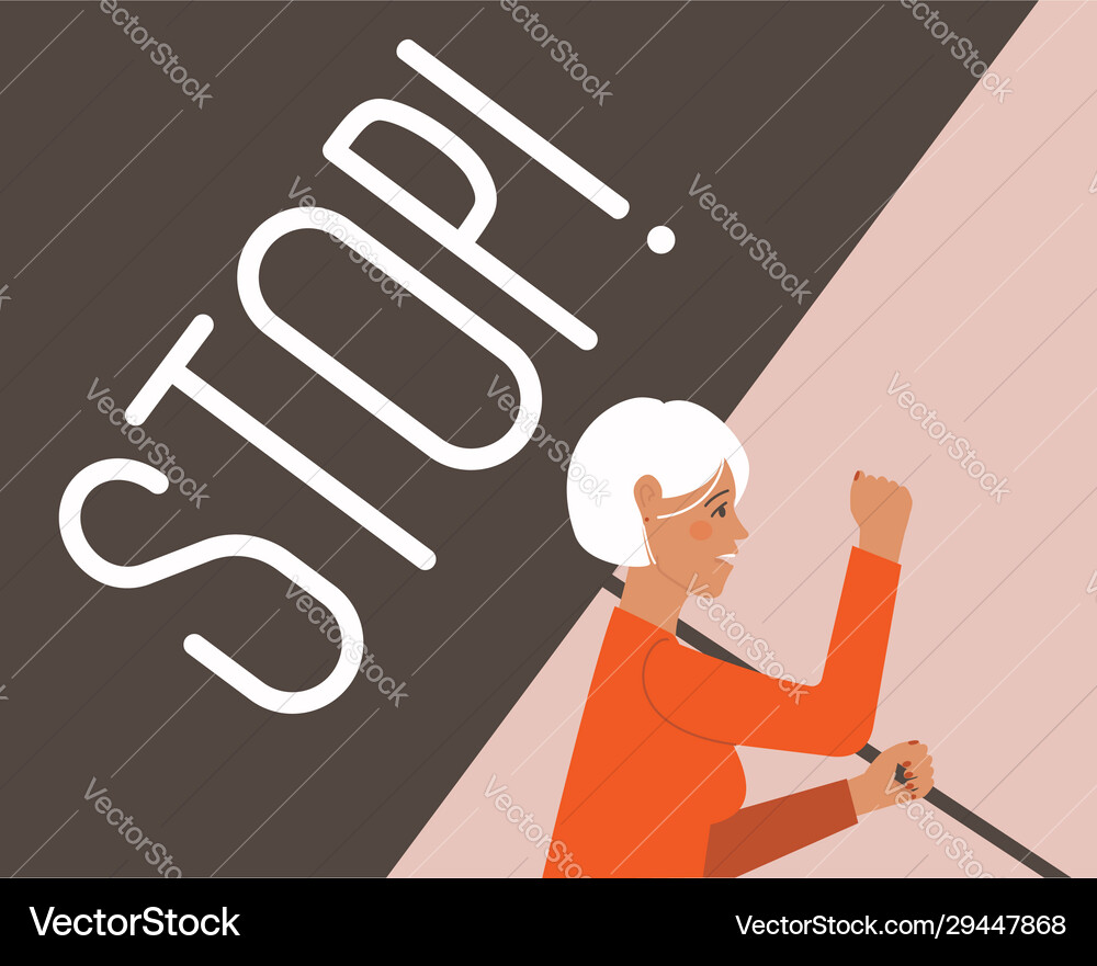 Woman with a stop poster Royalty Free Vector Image