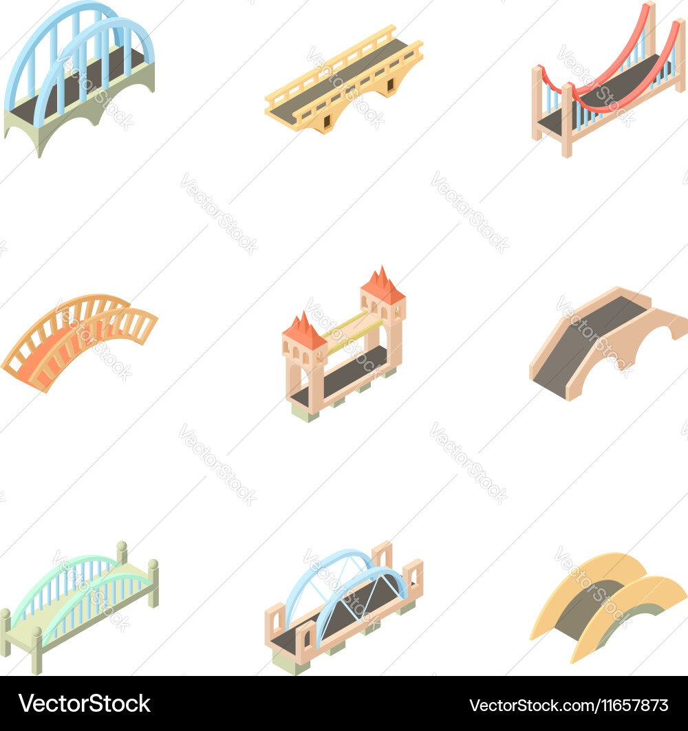 Bridge transition icons set cartoon style Vector Image