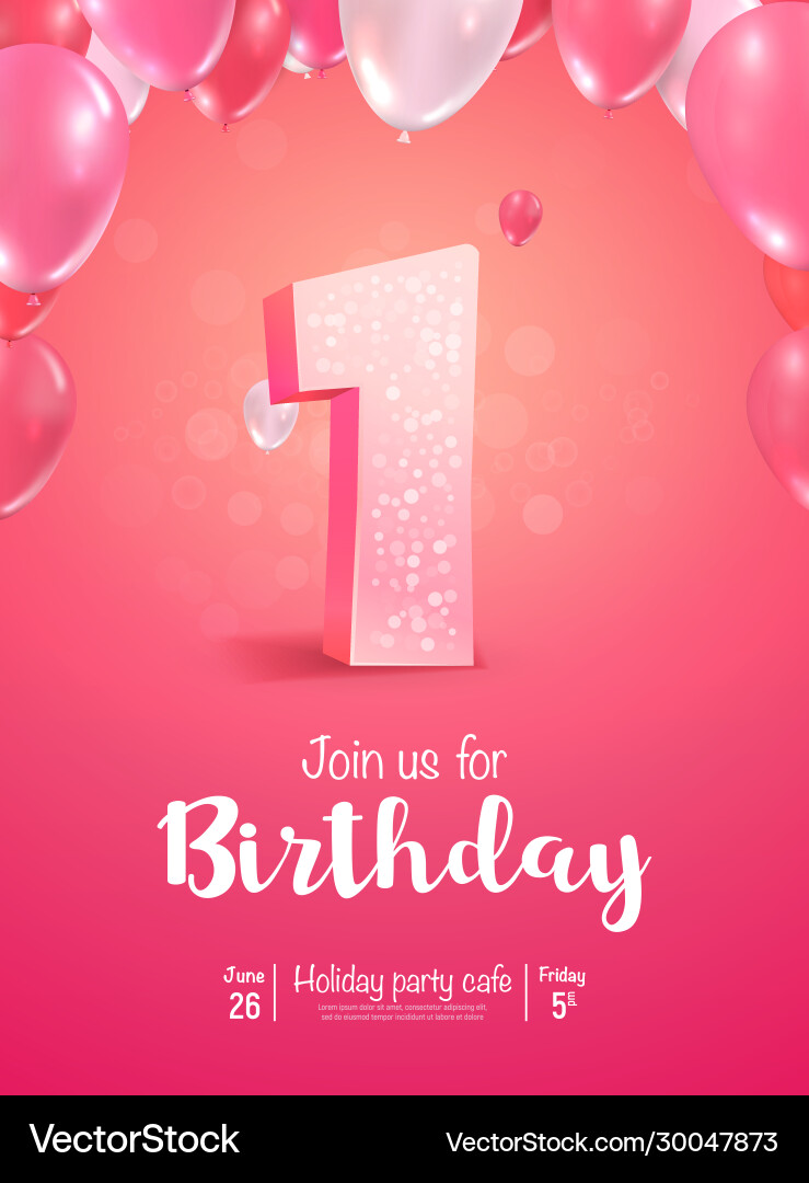 Celebrating 1 years birthday 3d Royalty Free Vector Image